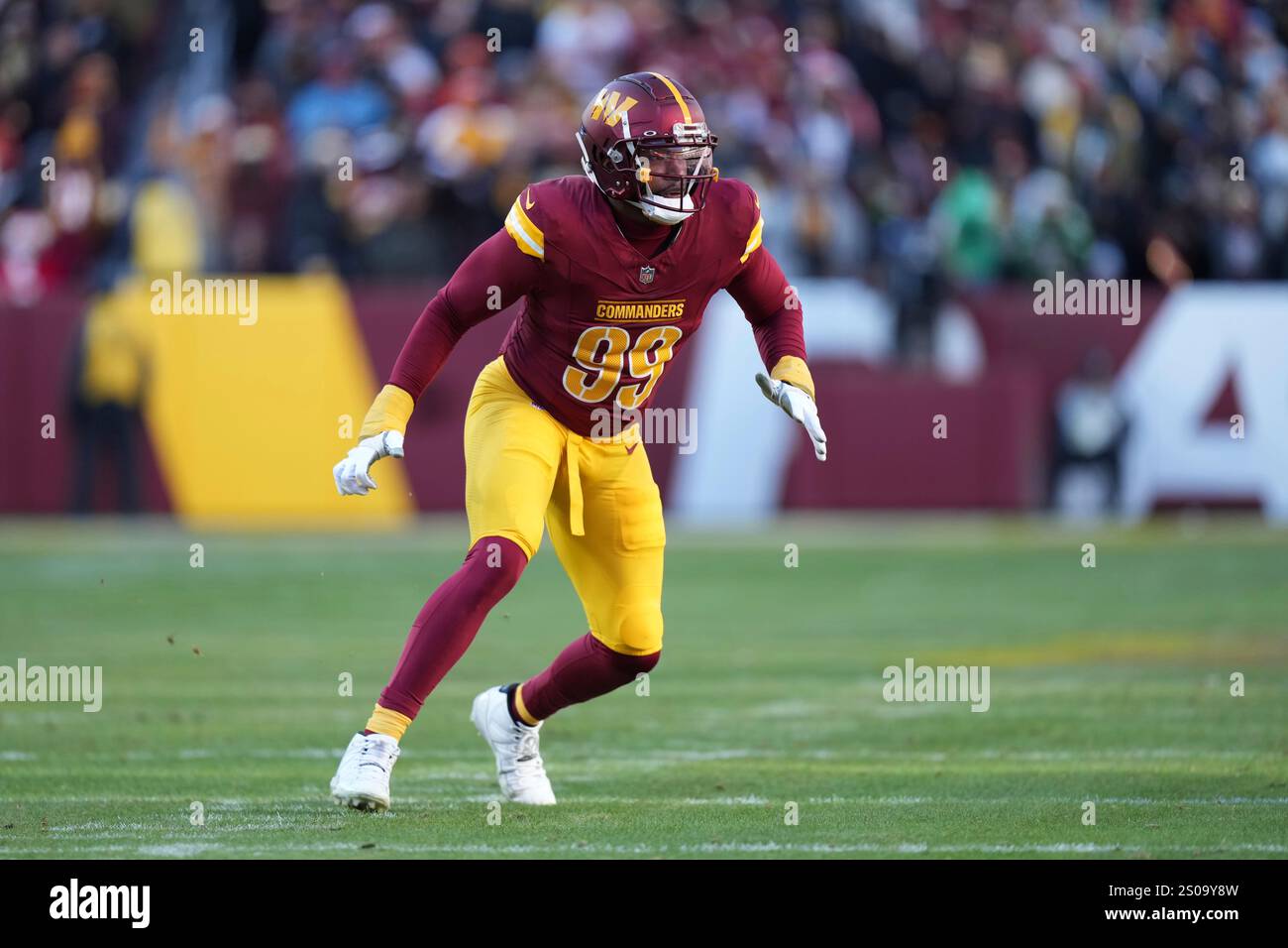 Washington Commanders defensive end Clelin Ferrell (99) rushes the ...