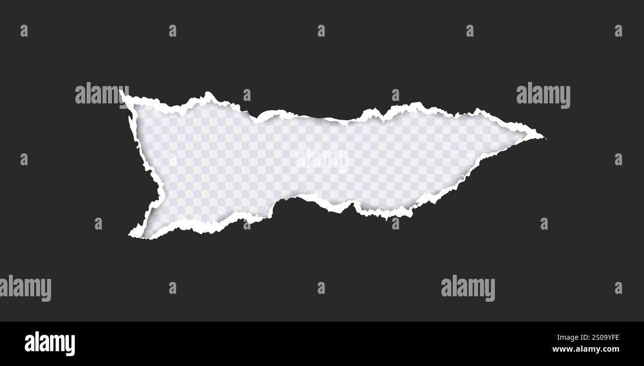Black piece of paper with torn edges and soft shadow. Blank mockup for ...