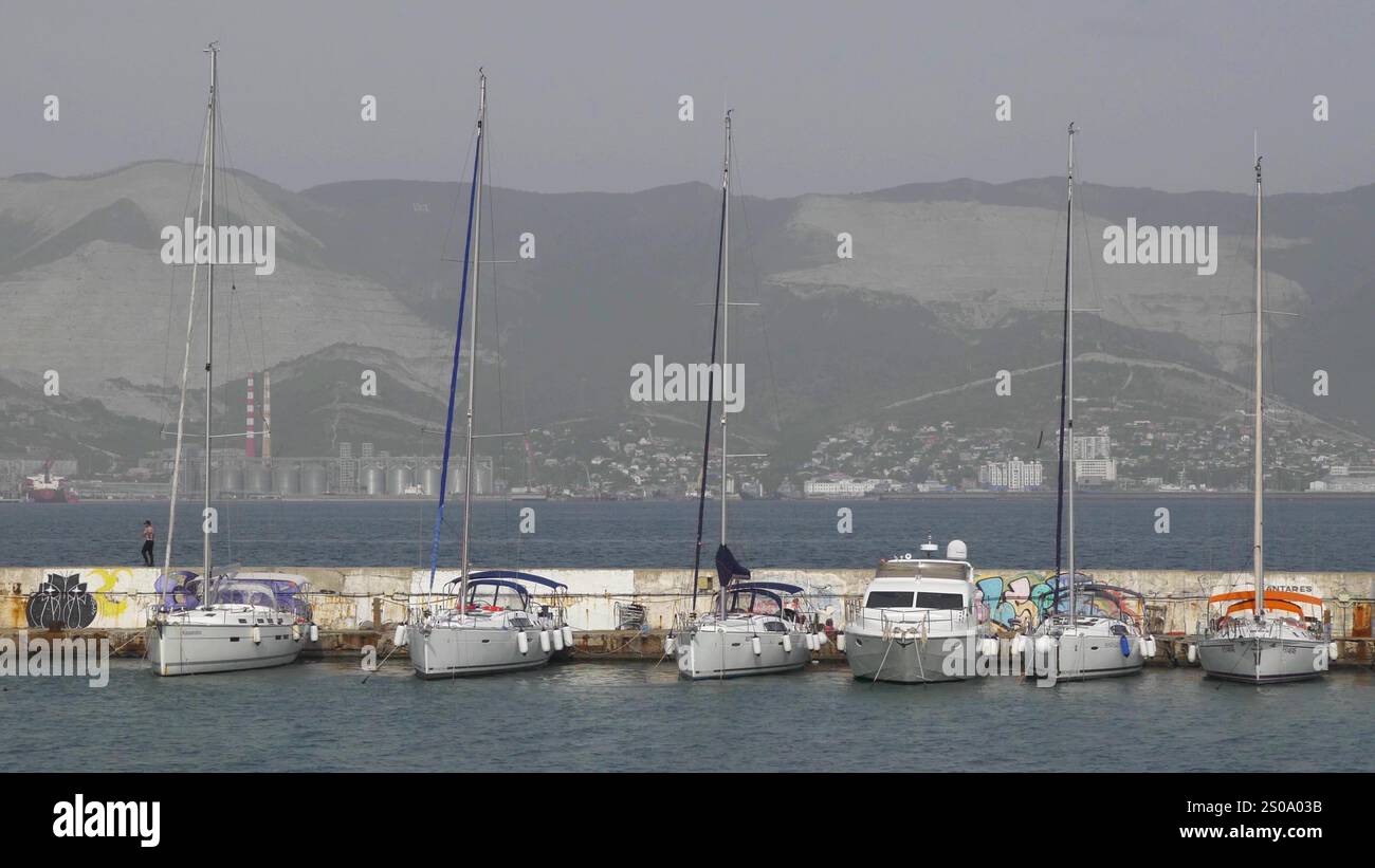 Novorossiysk, Russia 28 August 2024 Parking and repair bay for yachts ...
