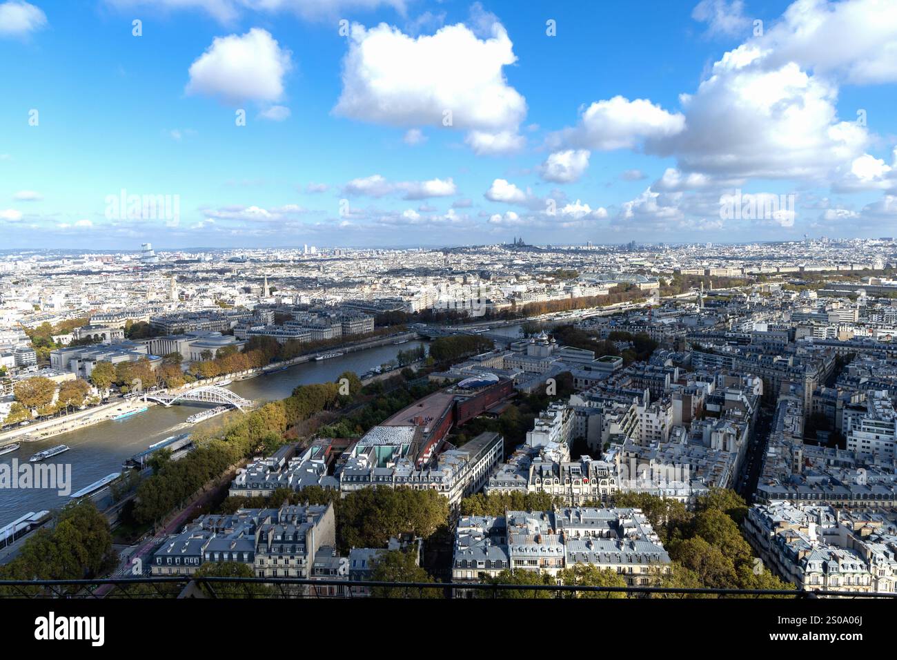 Breathtaking aerial view of Paris, highlighting the Seine River along ...
