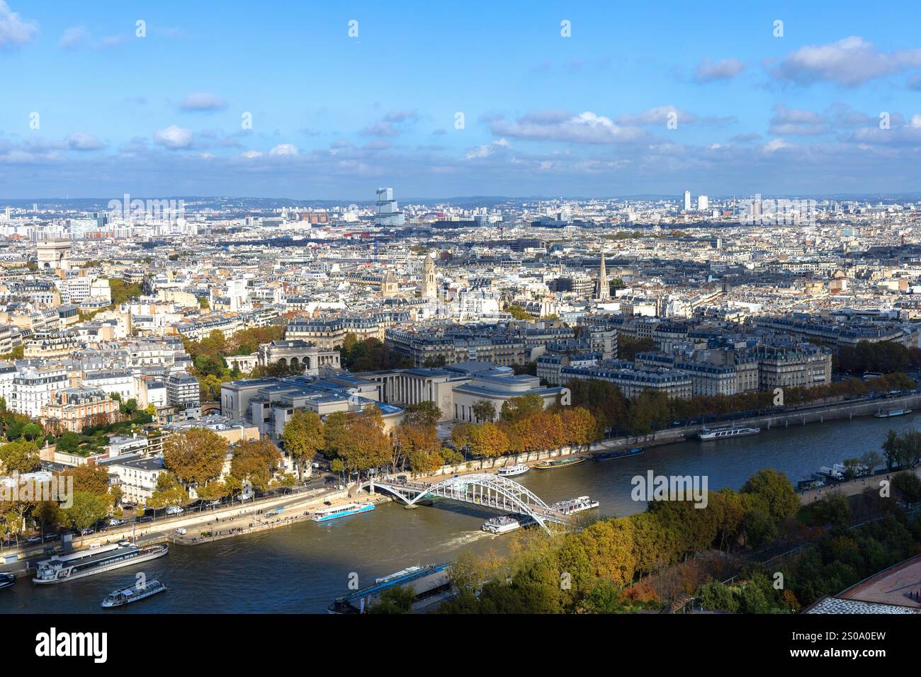 Breathtaking aerial view of Paris, highlighting the Seine River along ...