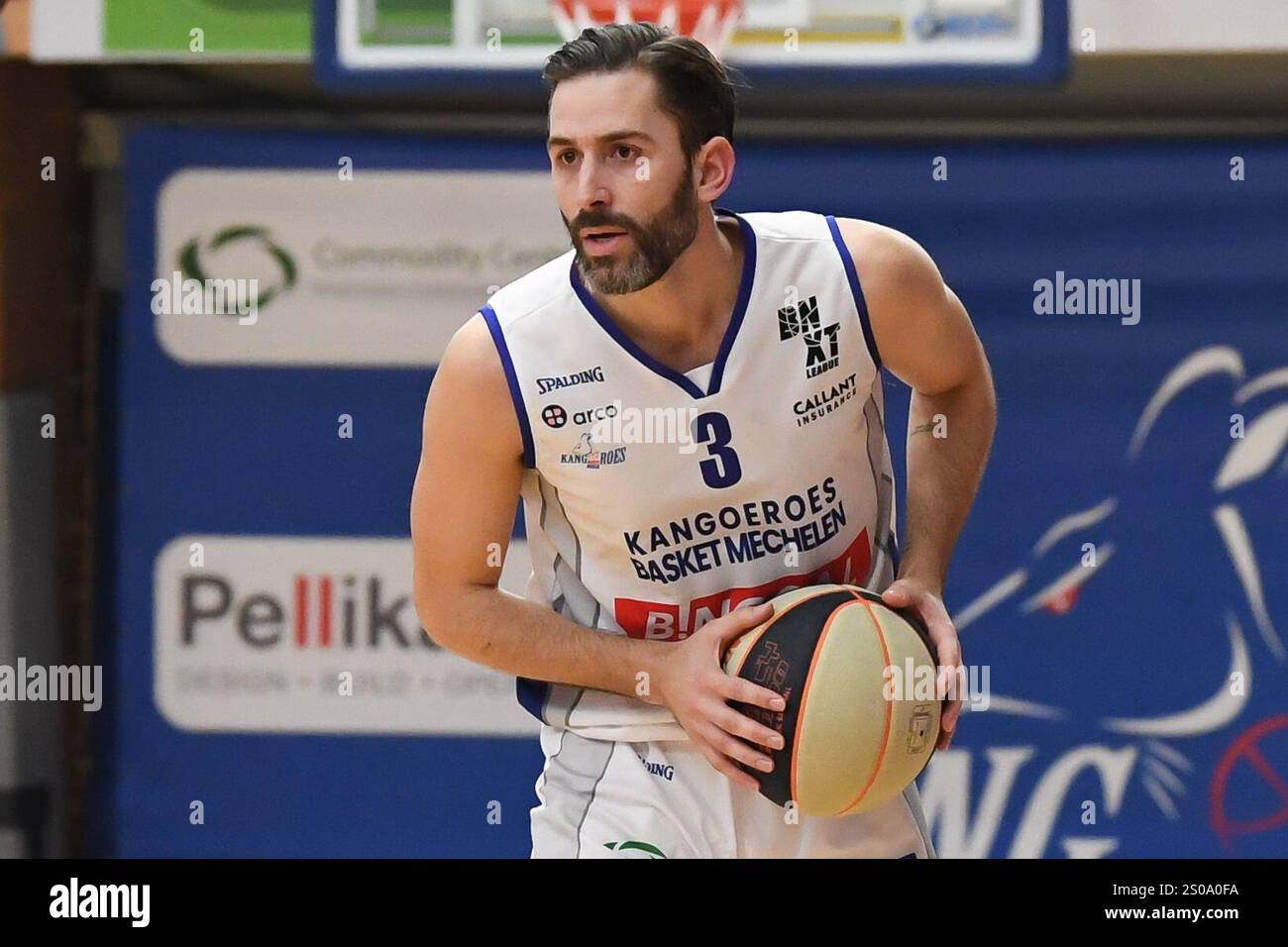 Mechelen's Domien Loubry pictured during a basketball match between ...