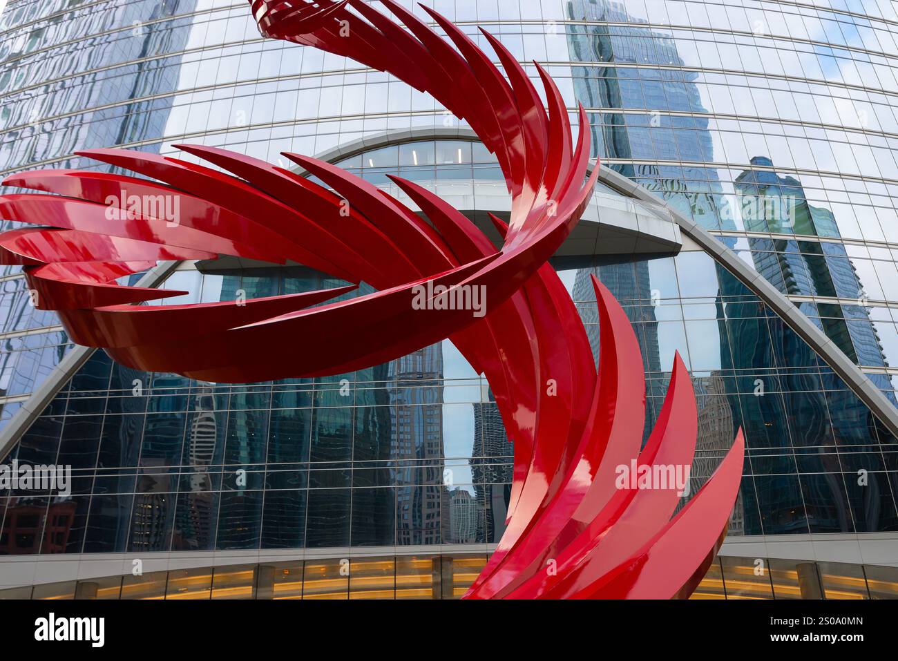 Chicago, Illinois - United States - December 24th, 2024: Red spiral ...