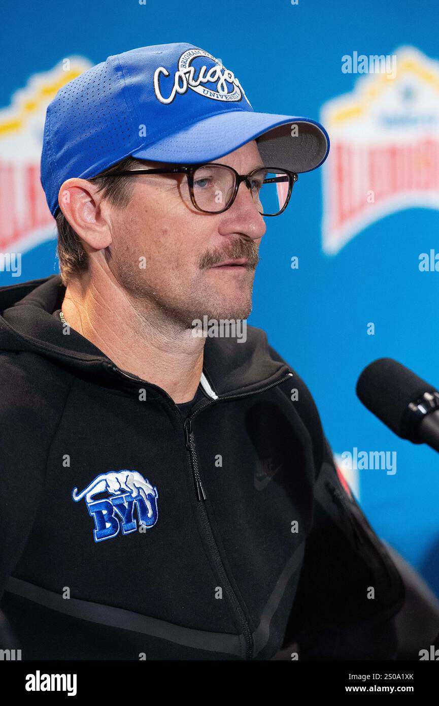 December 26, 2024: BYU Offensive Coordinator Aaron Roderick pre-game ...