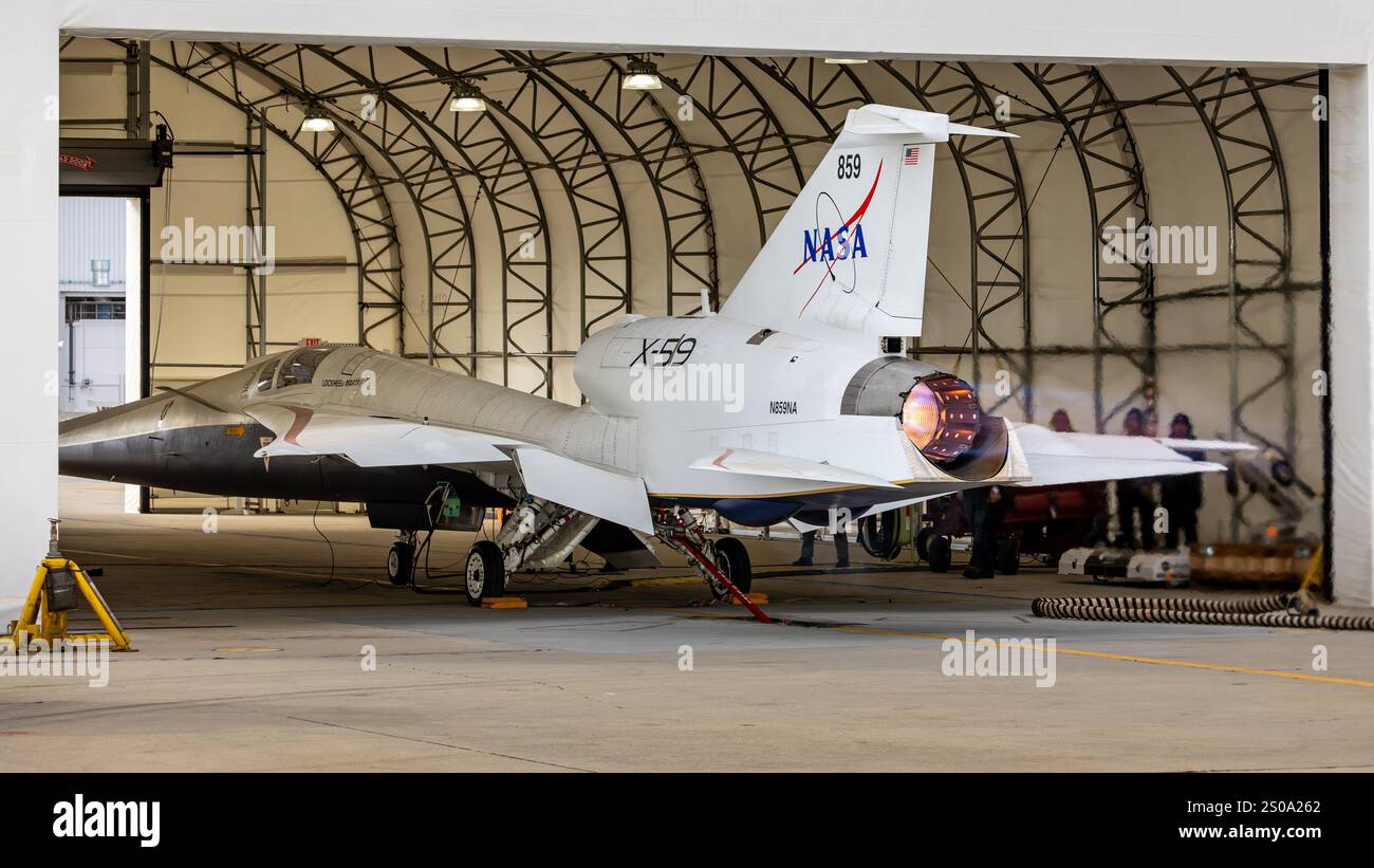 Palmdale, California, USA. 12th Dec, 2024. NASA's X-59 quiet supersonic ...