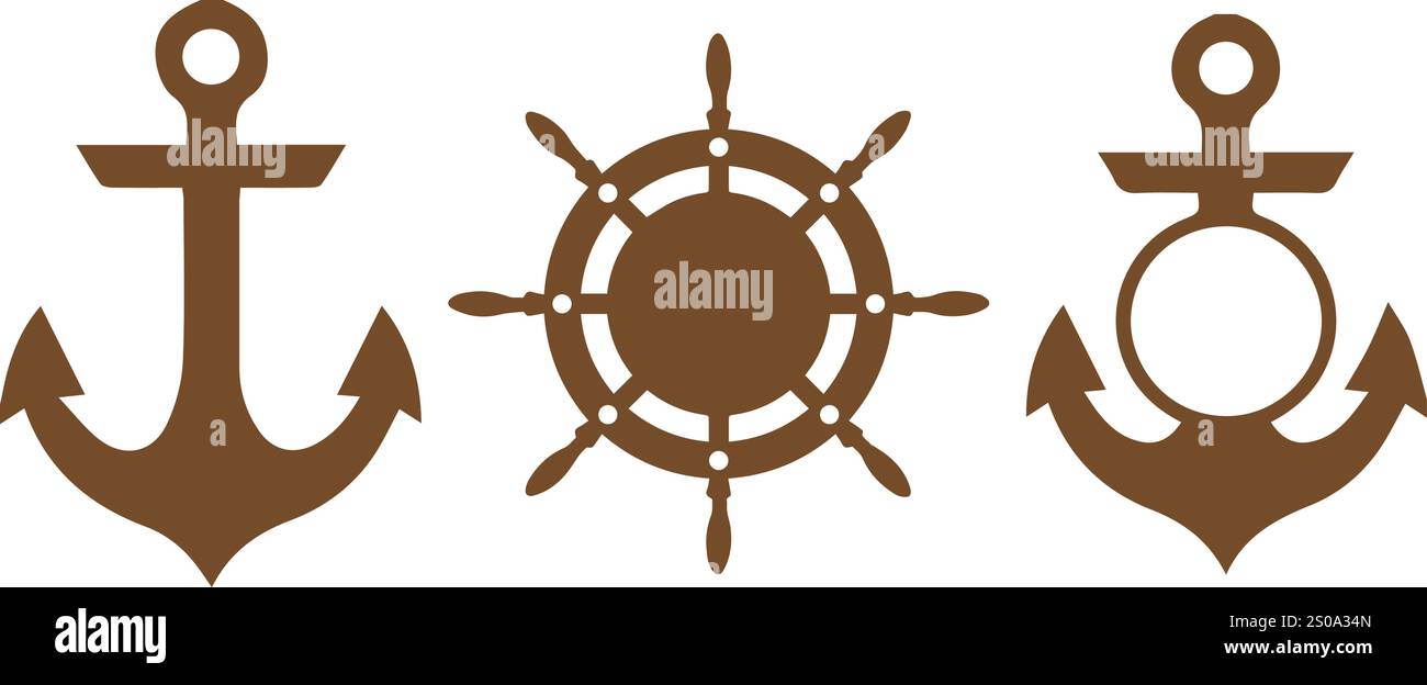 Anchor shipships steering wheel hi-res stock photography and images - Alamy