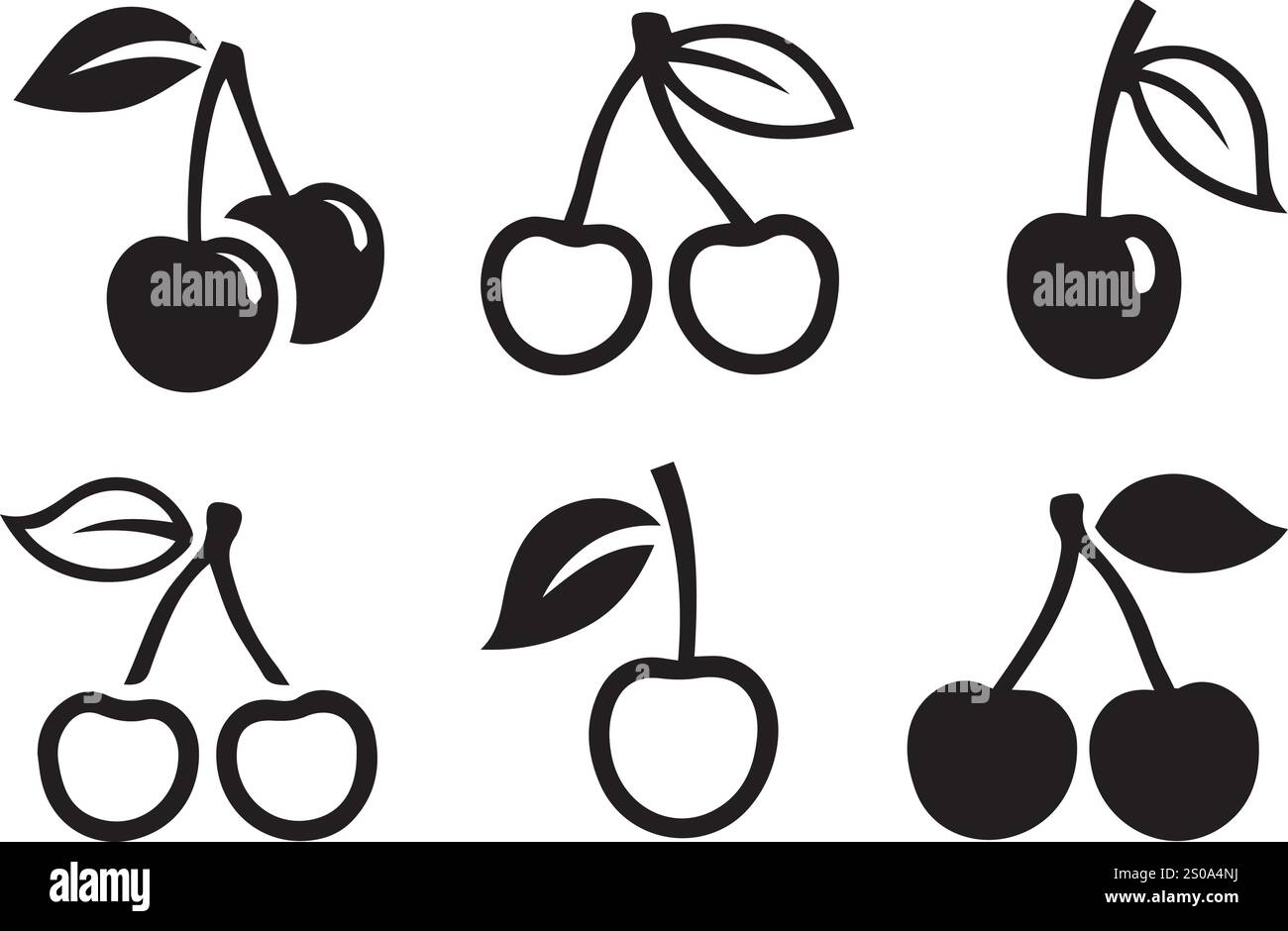 vector cherry, sour cherry, fruit drawing designs Stock Vector Image ...