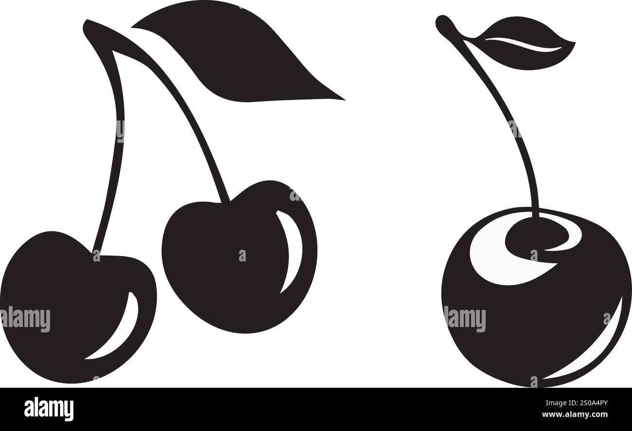 vector cherry, sour cherry, fruit drawing designs Stock Vector Image ...
