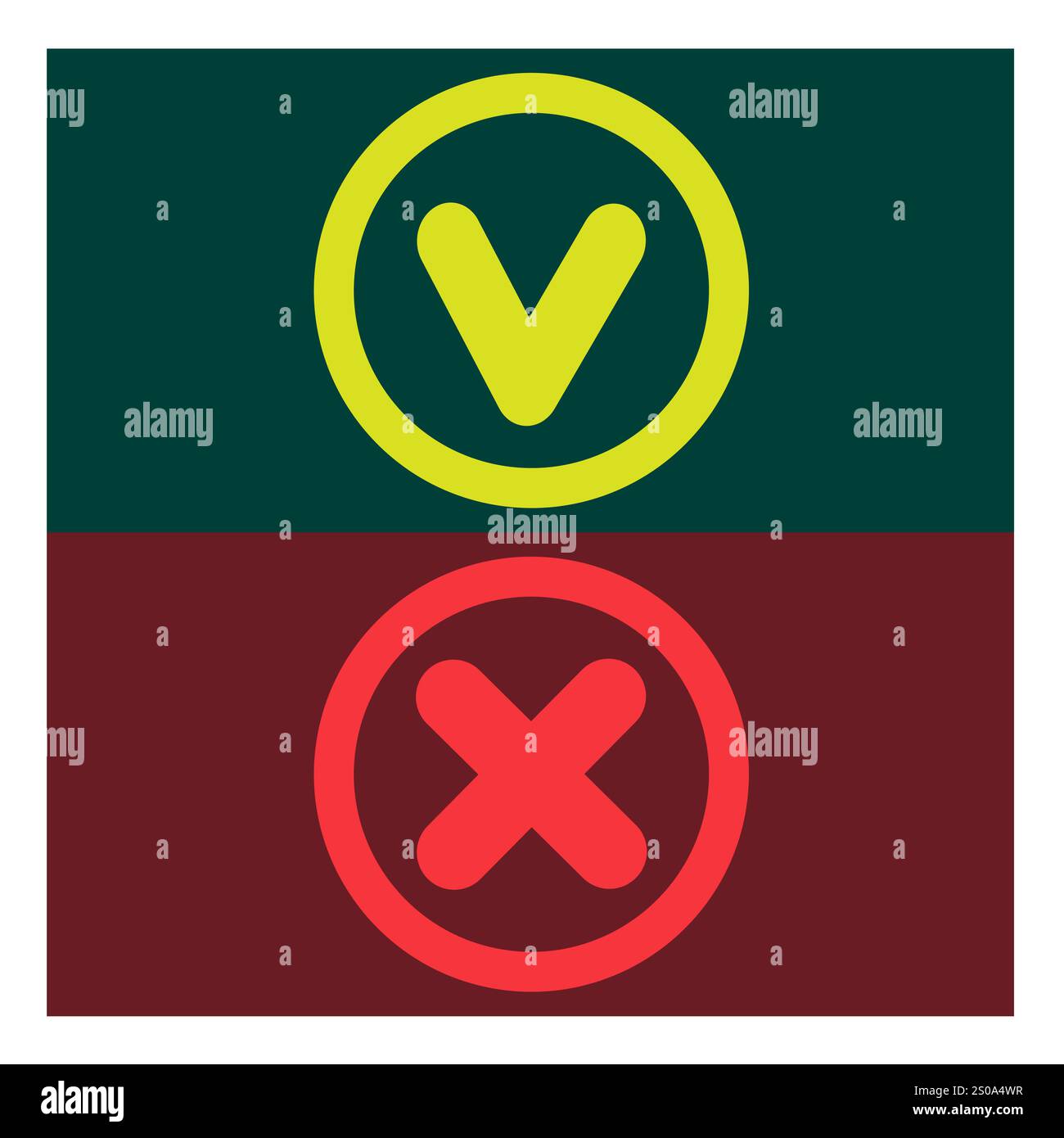 Two opposite signs on colored backgrounds Stock Photo - Alamy