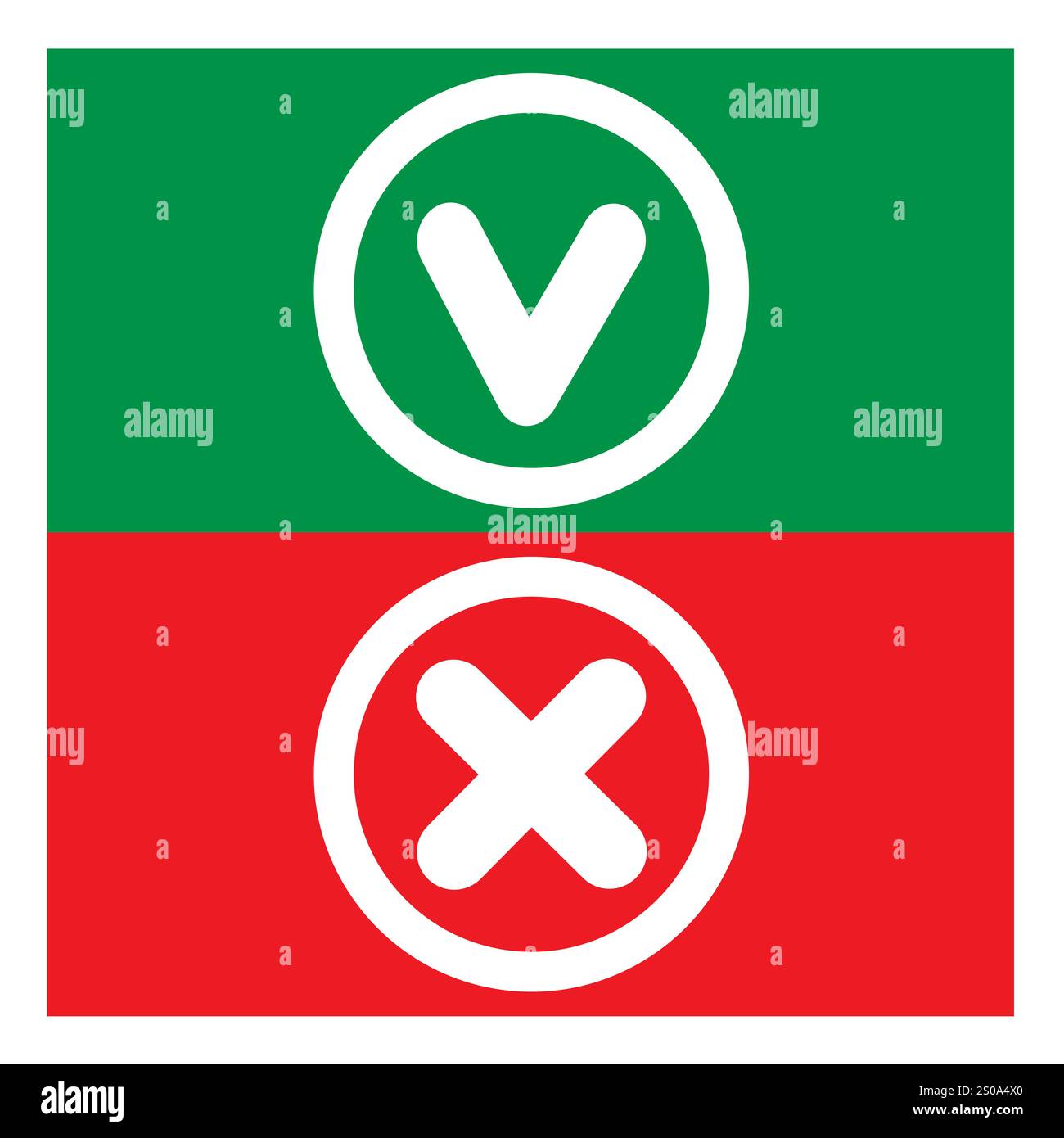 Two opposite signs on colored backgrounds Stock Photo - Alamy