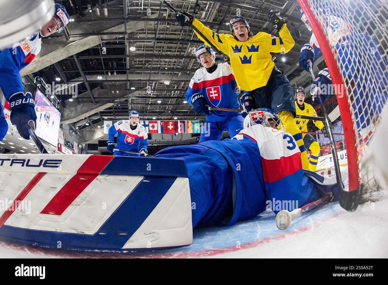 Felix Unger Sörum of, Sweden. , . celebrates a goal that was denied ...