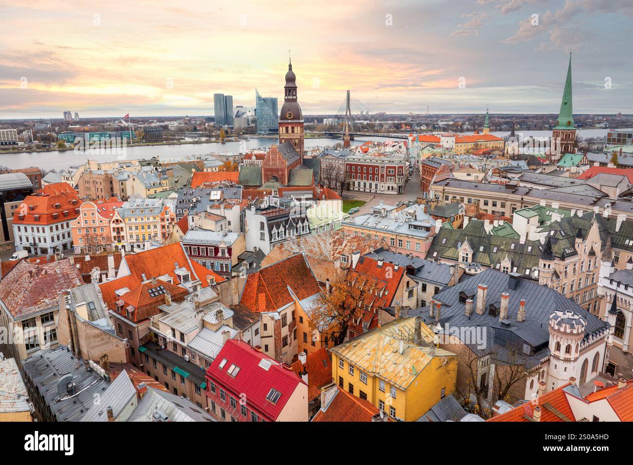 Riga, Latvia's skyline features medieval buildings and colorful ...