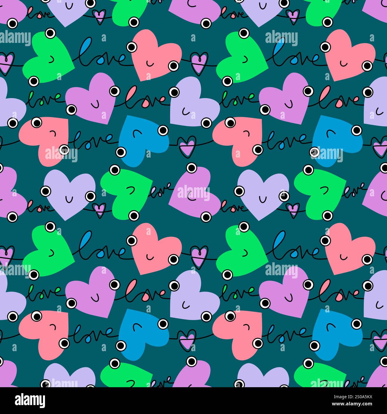 Valentine love hearts seamless 14 February pattern for wrapping paper ...