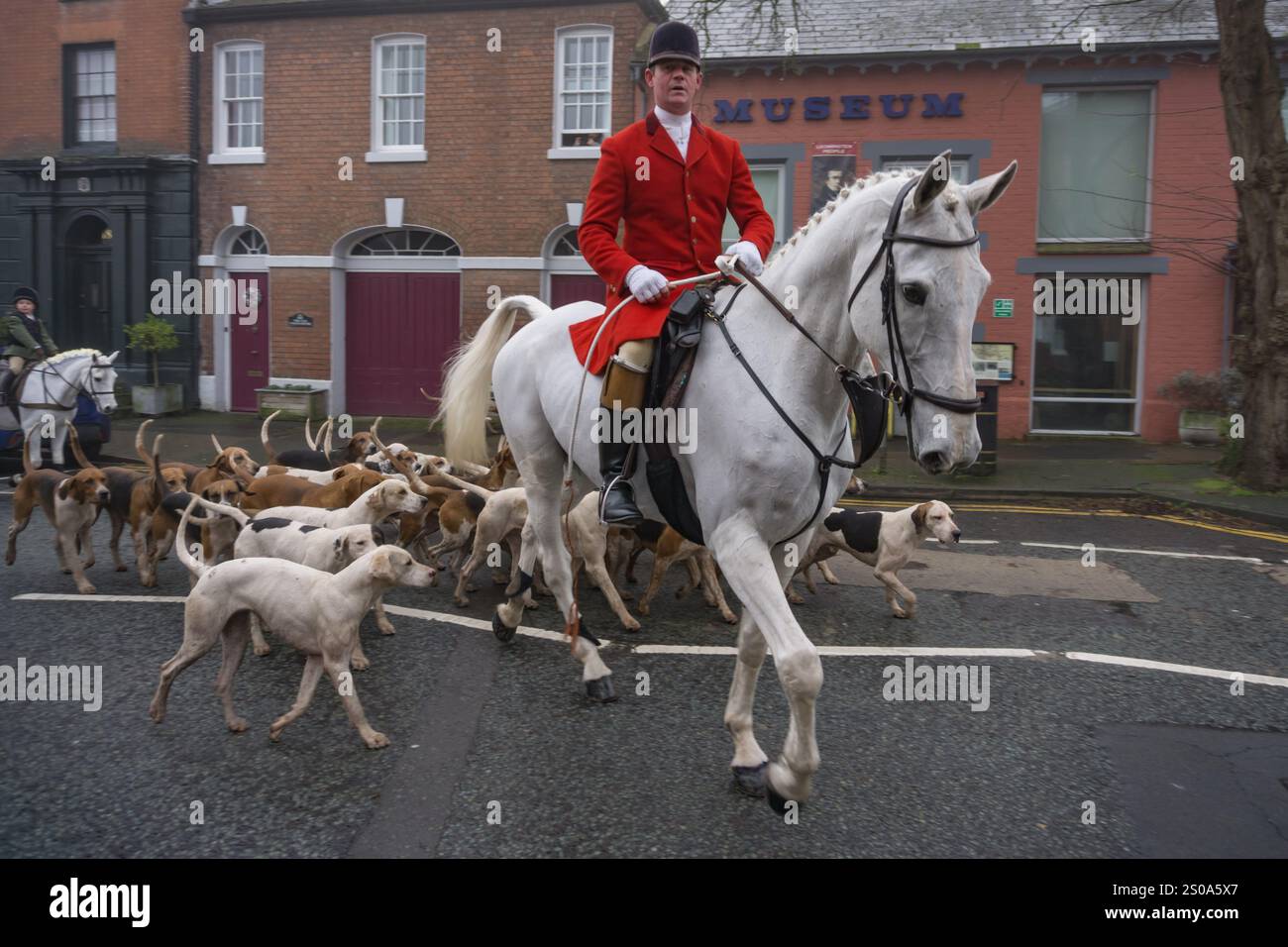 Leominster, UK. 26th Dec, 2024. The traditional Boxing Day Hunt arrives ...