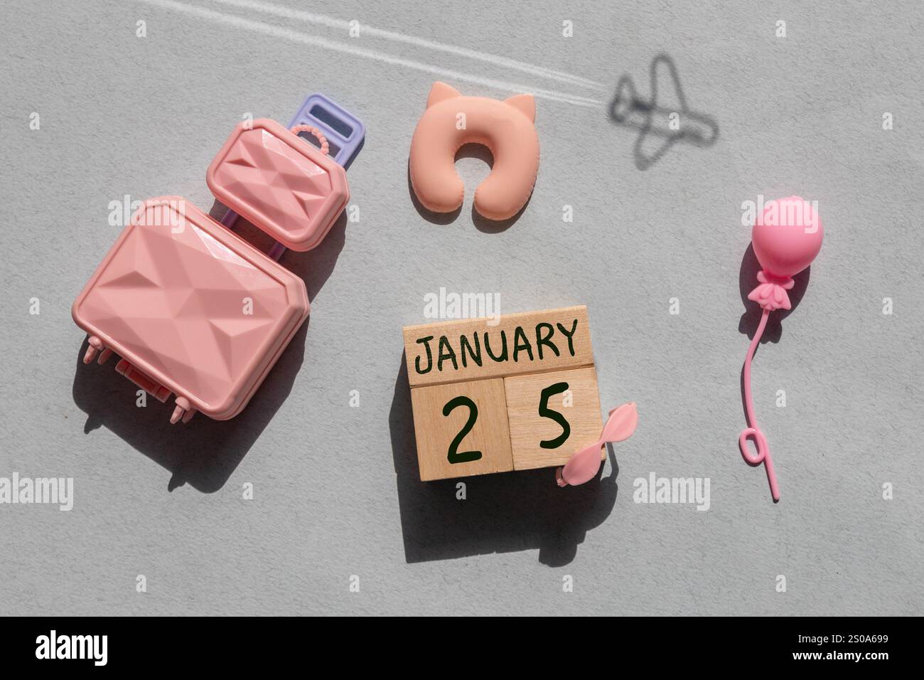 25 January calendar table with blurred nature background. With ...