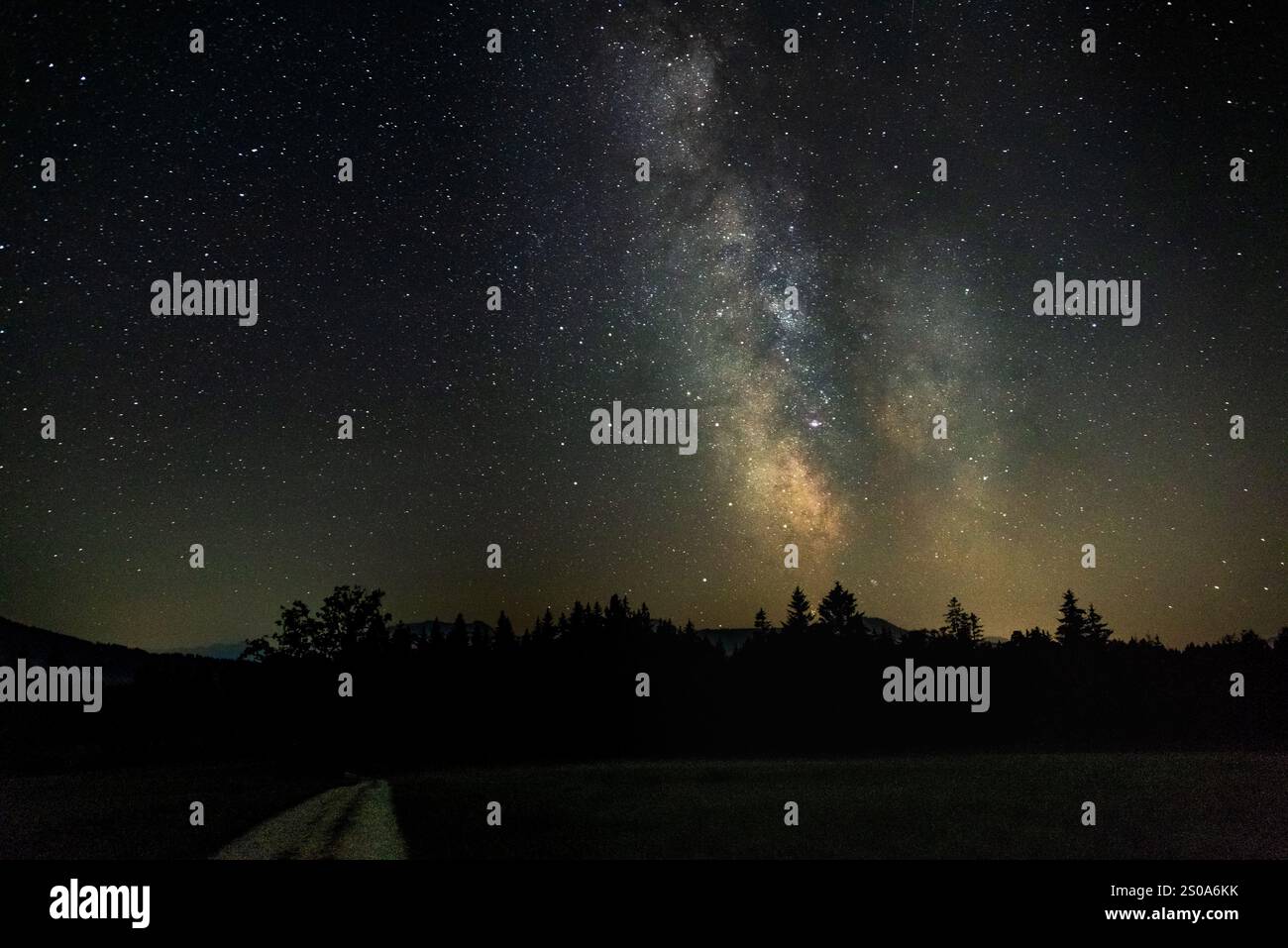 milky way and many stars seen at Chiemgau alps, bavarian alpine ...