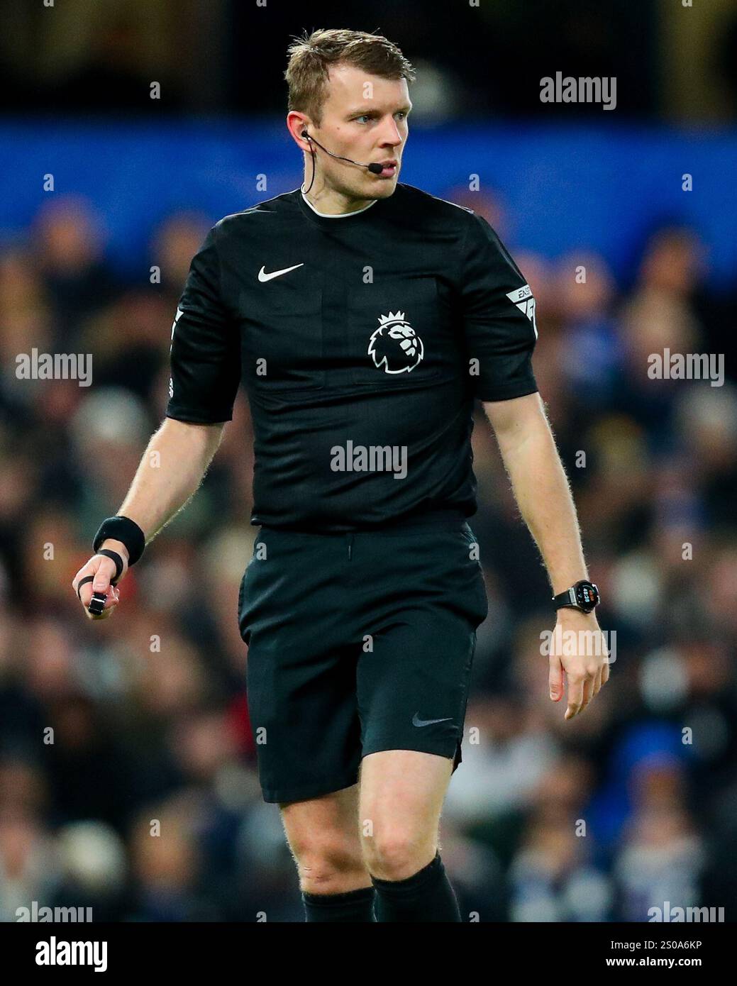 Referee Samuel Barrott looks on during the Premier League match Chelsea ...
