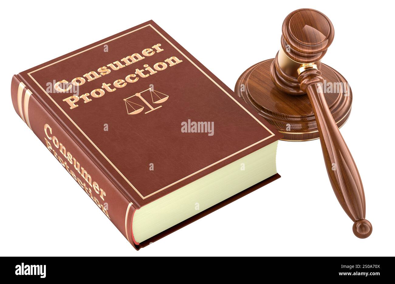 Consumer protection concept. Wooden gavel and scales of justice with ...