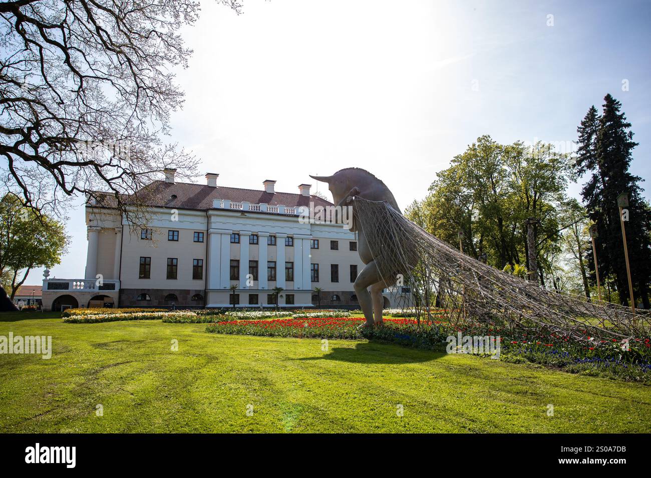 Pakruojis Manor, a historical landmark in Lithuania, features a grand ...
