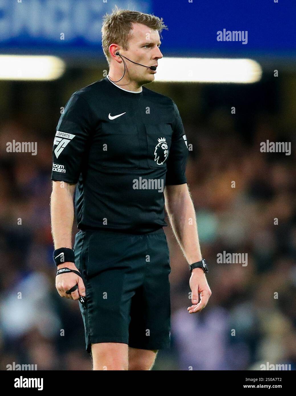 Referee Samuel Barrott looks on during the Premier League match Chelsea ...