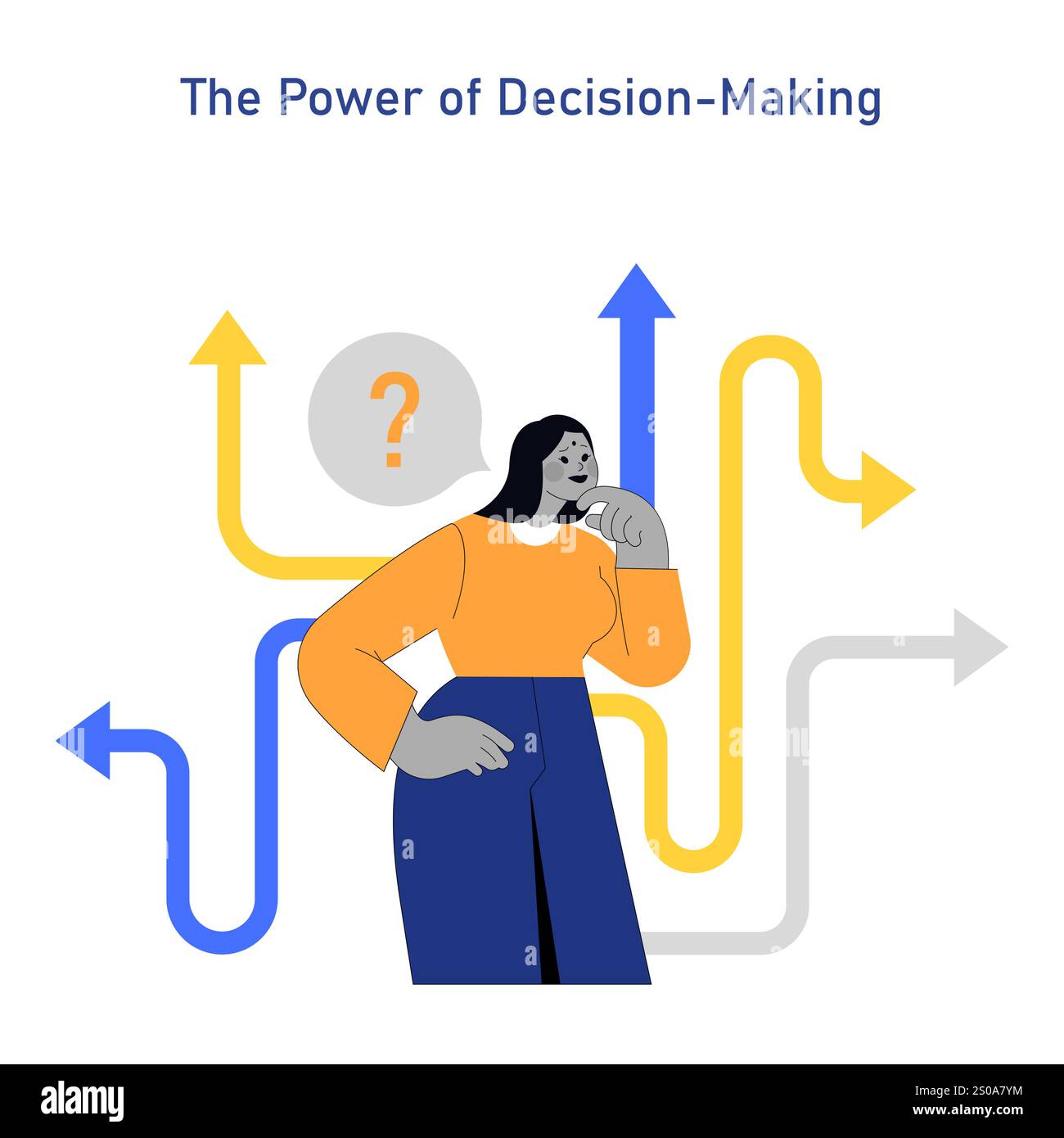 Women Leaders concept. Strategic decision-making scene with contemplative female figure and ...