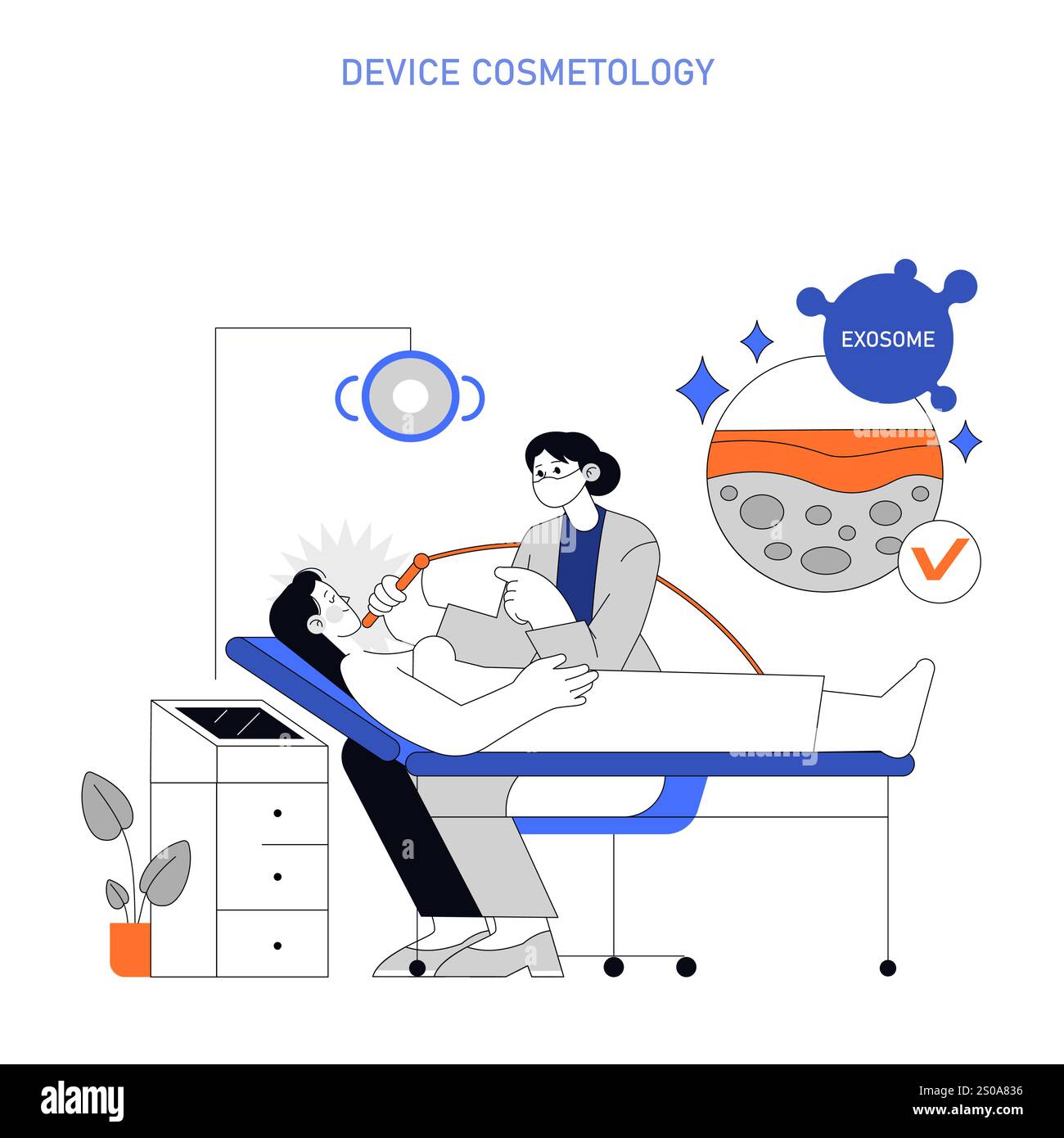 Exosome therapy concept. Skincare specialist using device cosmetology ...