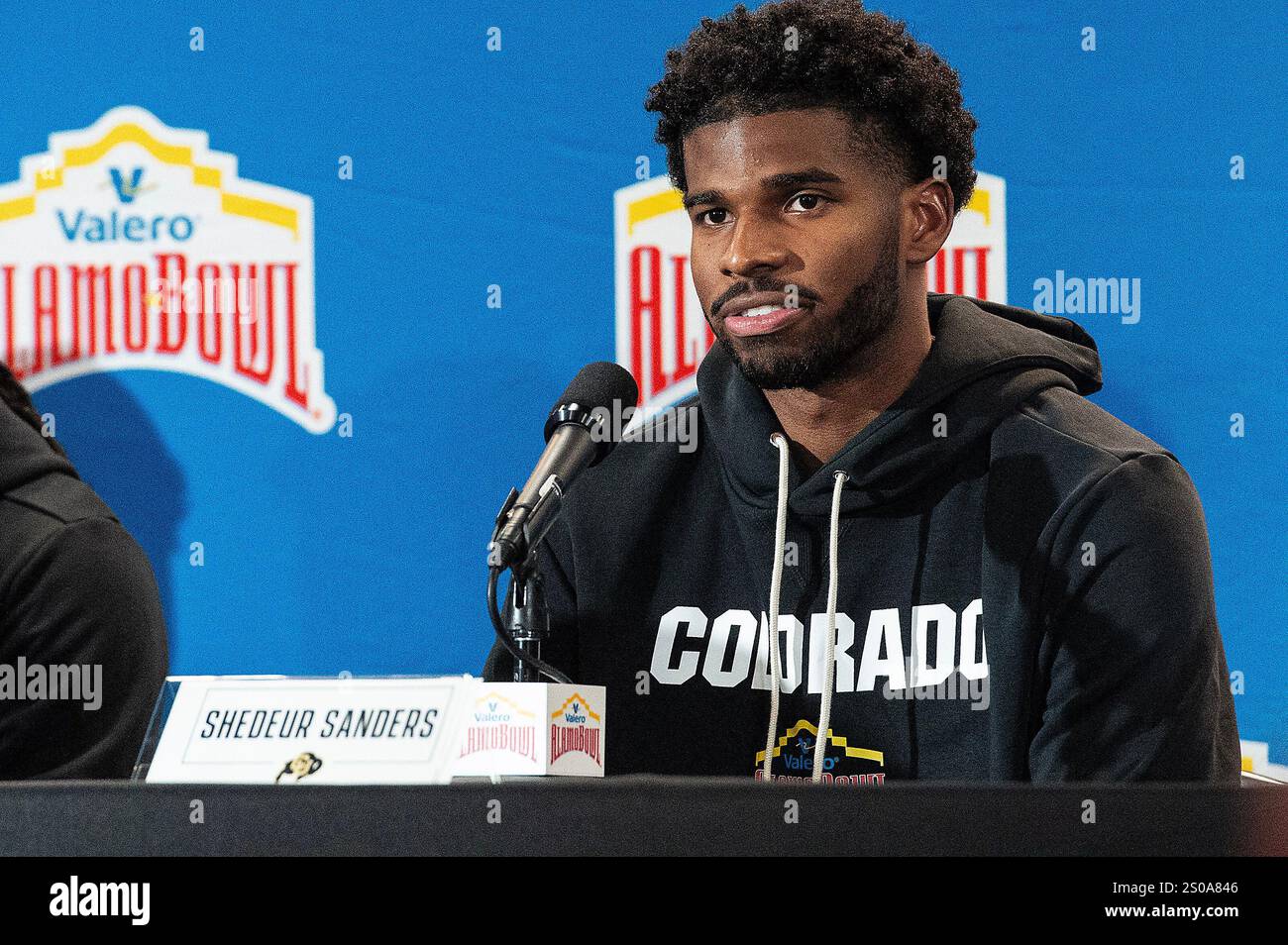 December 26, 2024: Quarterback Shedeur Sanders (2) of the University of Colorado pre-game Media ...