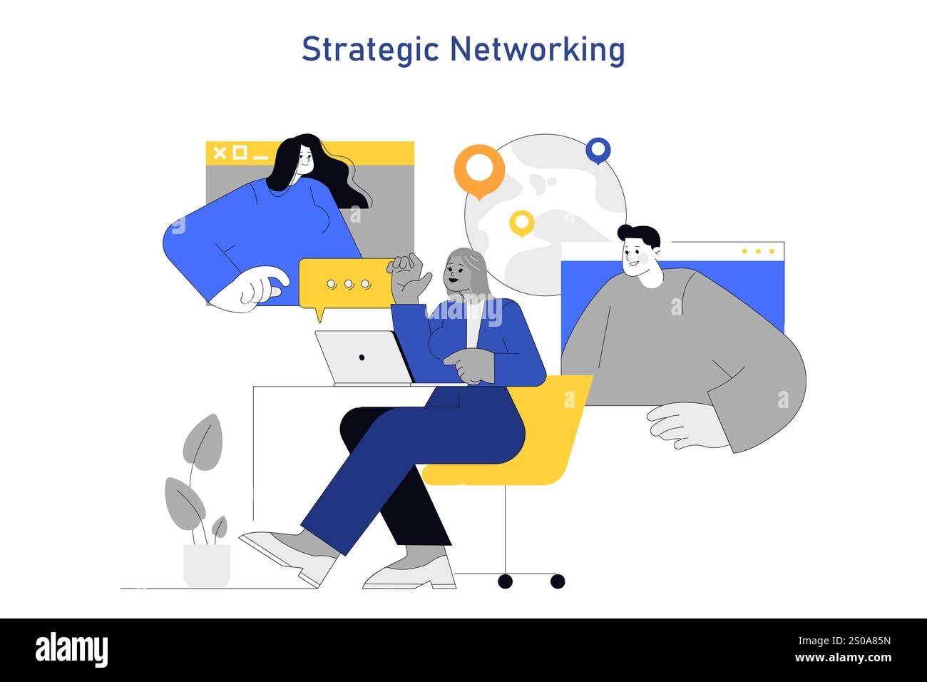 Leadership concept. Diverse team engaged in strategic networking and ...