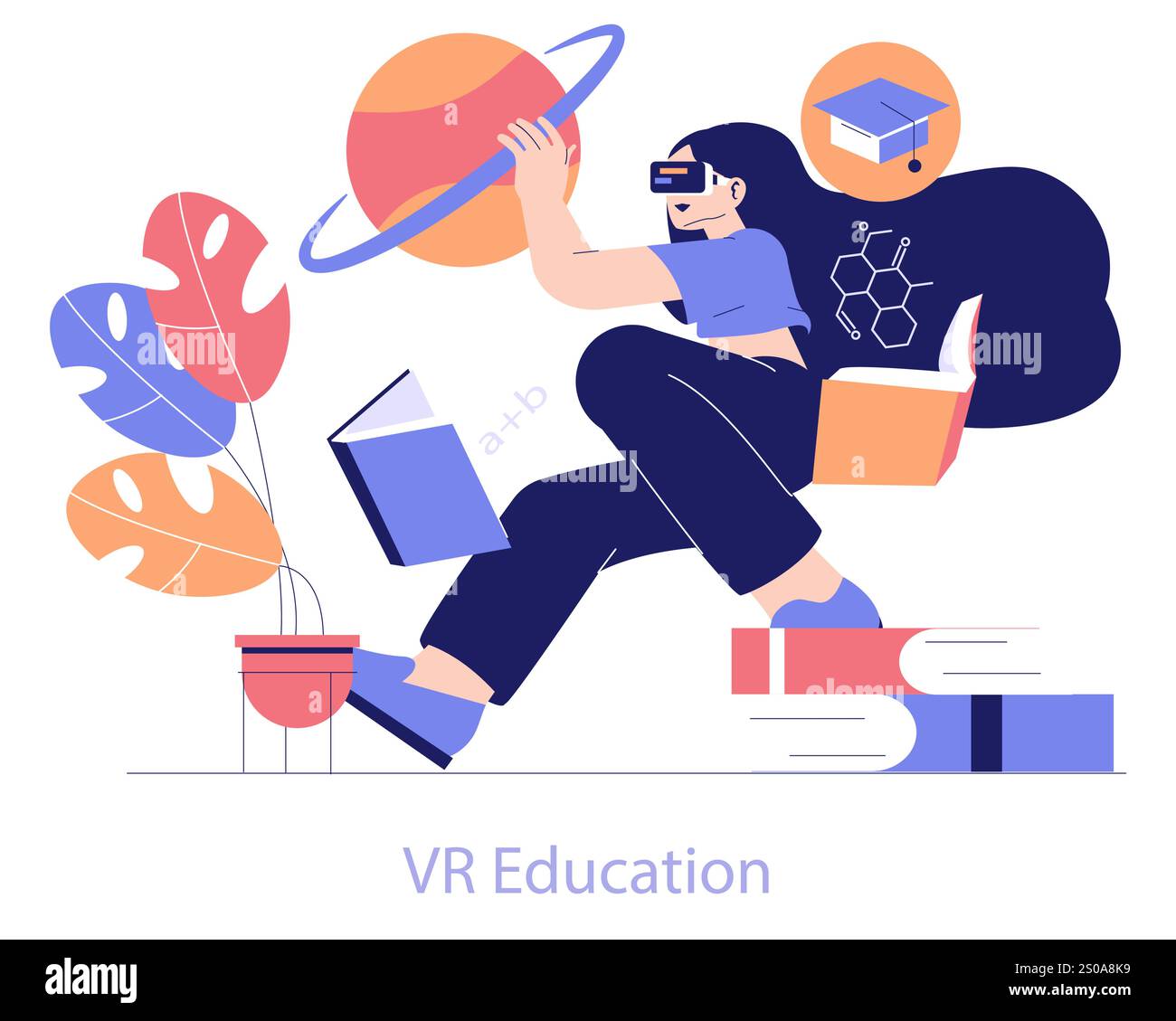 Edtech concept. Student using virtual reality for immersive learning ...