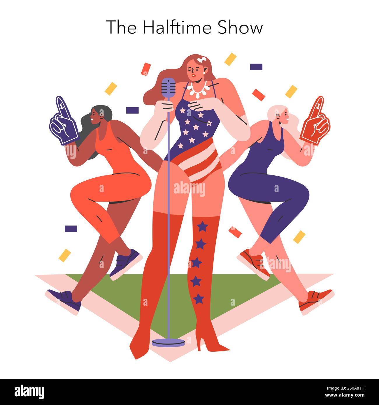 Super Bowl concept. Performers at the spirited halftime show ...