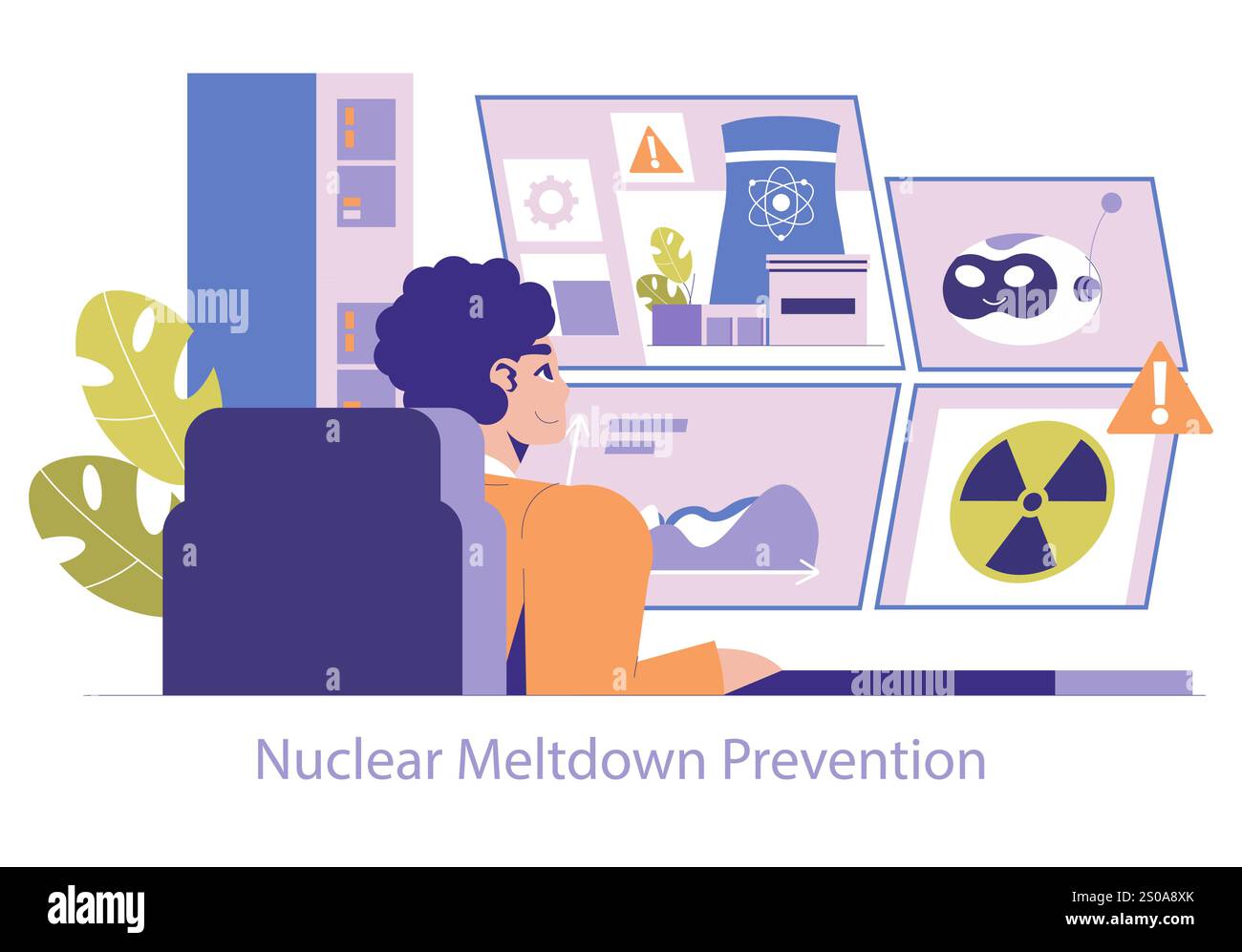 Nuclear Power Safety Concept Technician Monitors Reactor Systems To