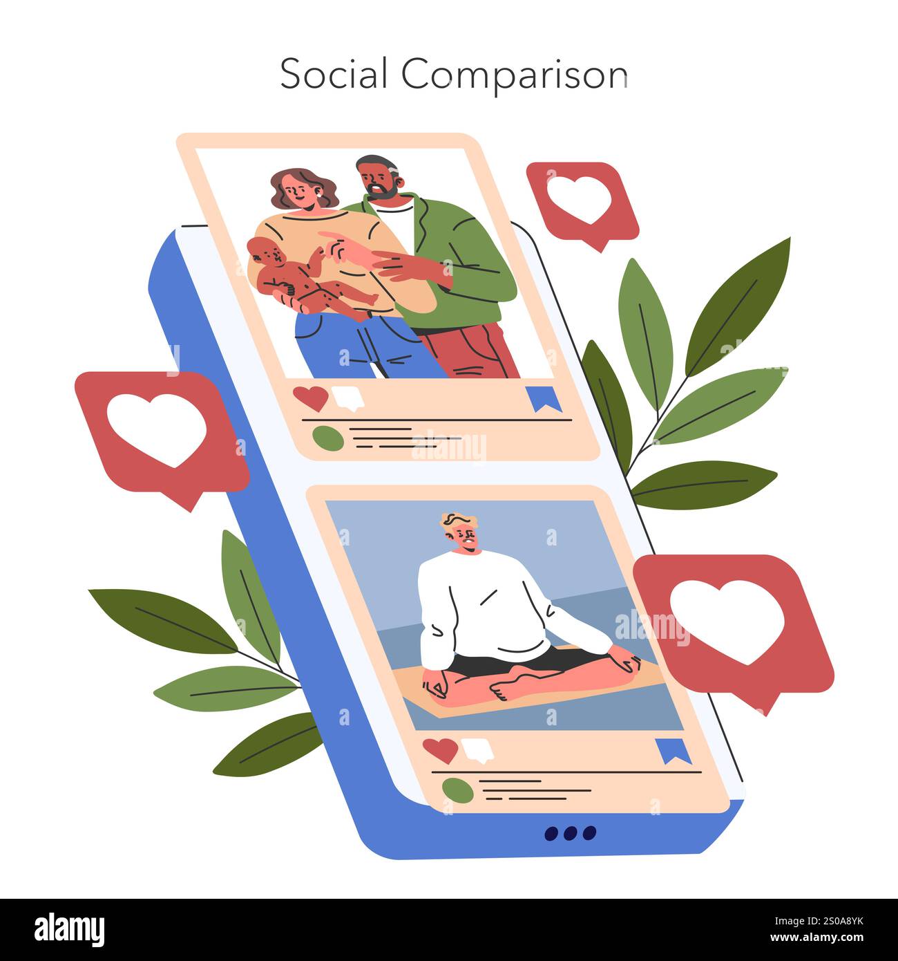 Social comparison concept on a digital platform, reflecting self ...