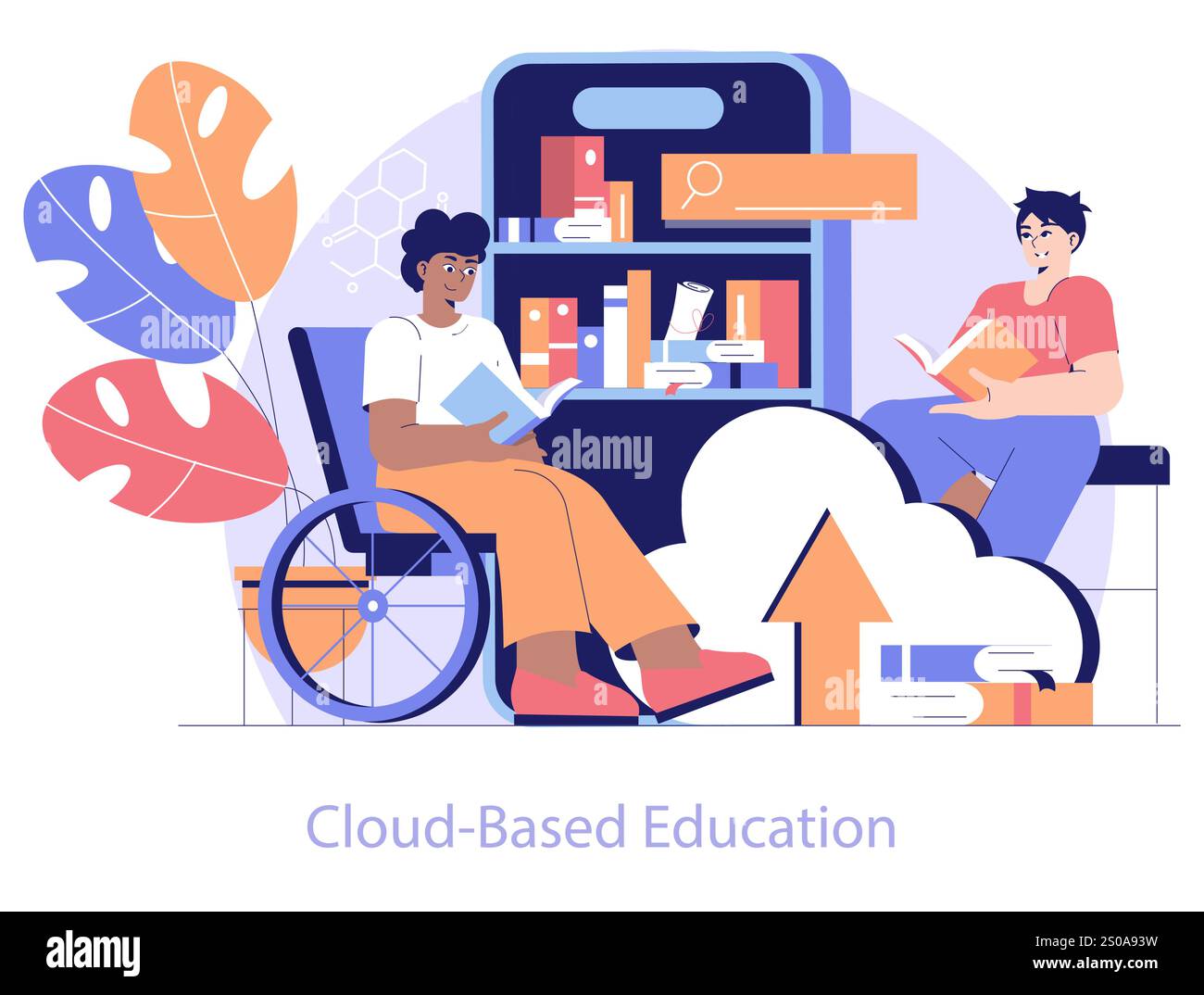 Edtech concept. Accessible cloud-based learning for diverse students with mobile application ...