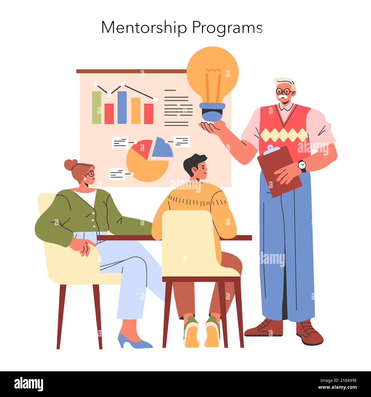 Mentorship concept. Senior mentor shares knowledge with young ...