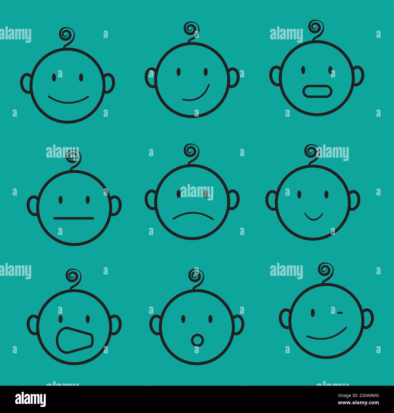 Baby faces showing different emotions: happiness, sadness, surprise ...