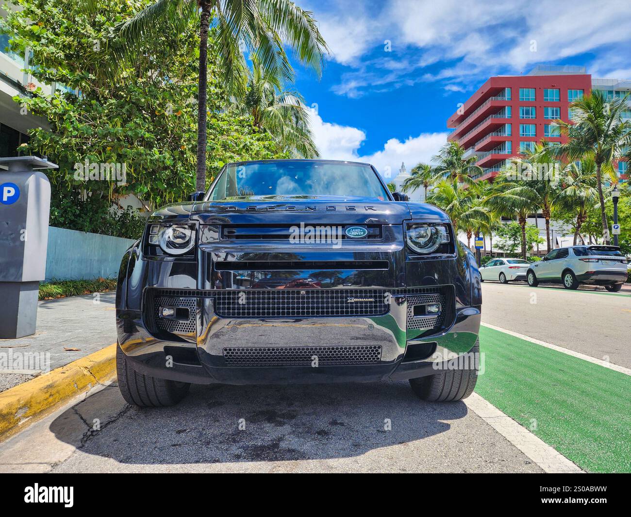 Miami Beach, Florida USA - June 8, 2024: 2024 Land Rover Defender suv ...