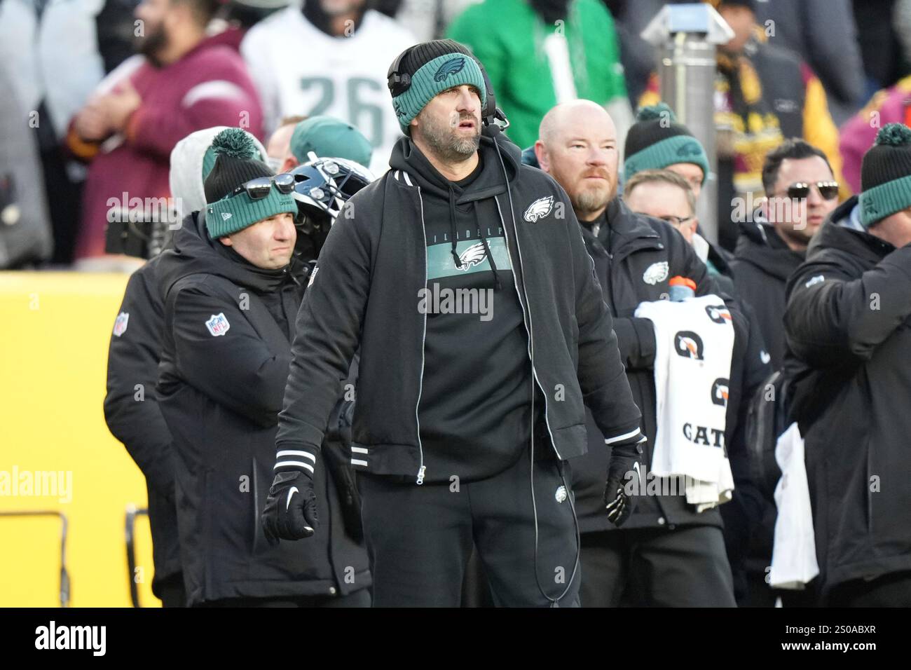Philadelphia Eagles head coach Nick Sirianni watches the action from ...