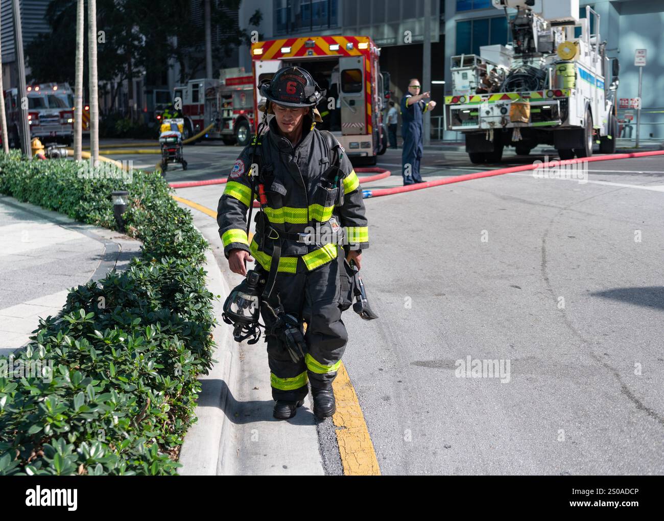 Miami, Florida, USA - December 01, 2024: Fireman of Miami. 911 ...