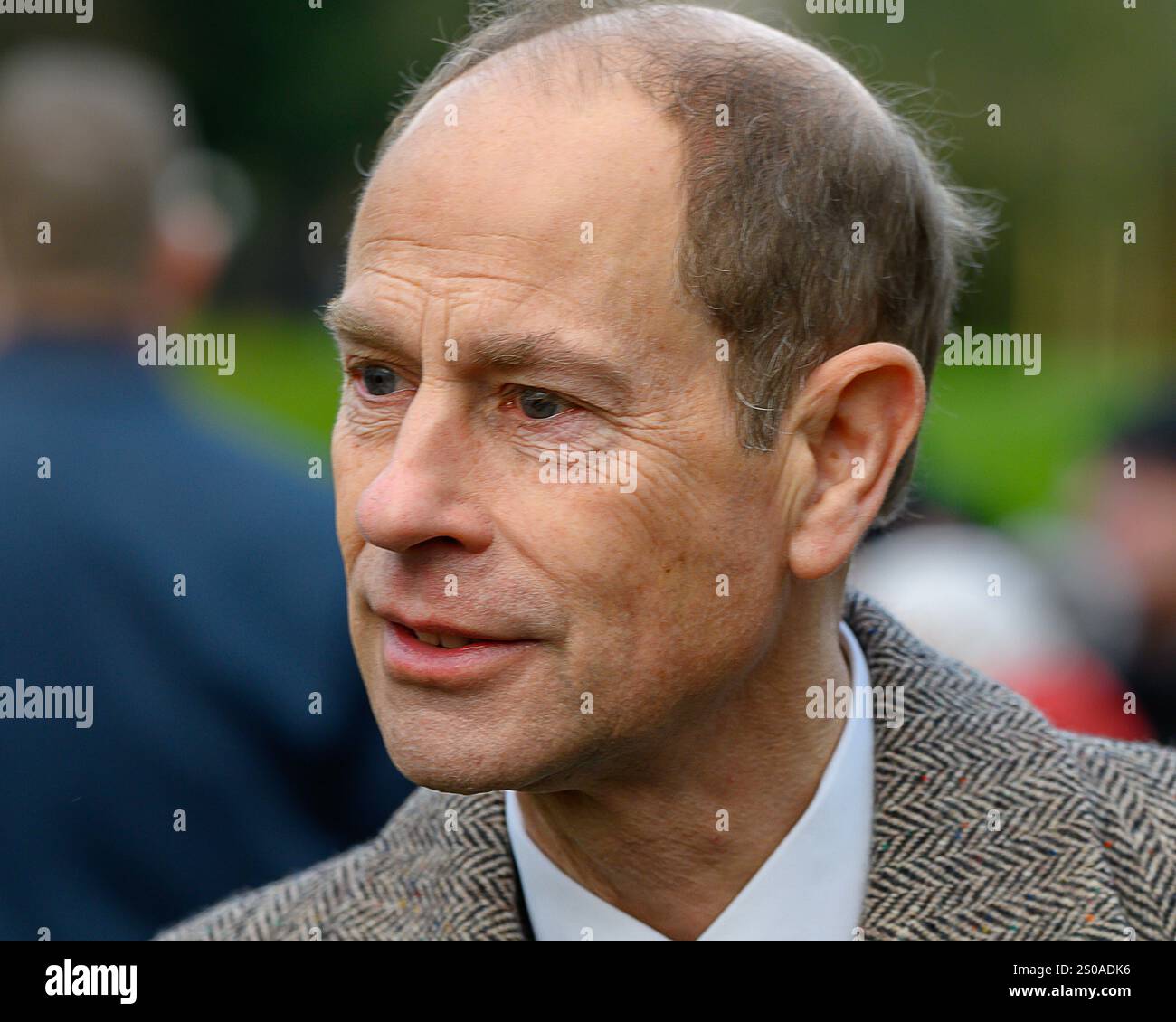 Sandringham, UK 25 Dec 2024 Edward, Duke of Edinburgh chats with ...