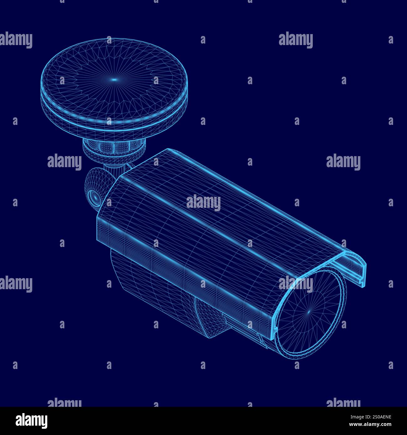 Blue image of a CCTV camera with a blue lens. The camera is a security ...