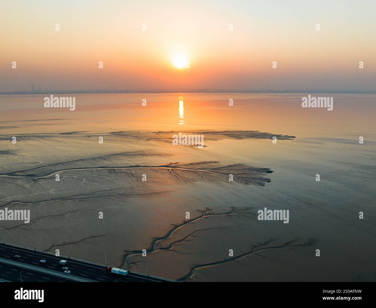 Jiaxing, China. 27th Dec, 2024. Tidal trees are seen on the Qiantang ...