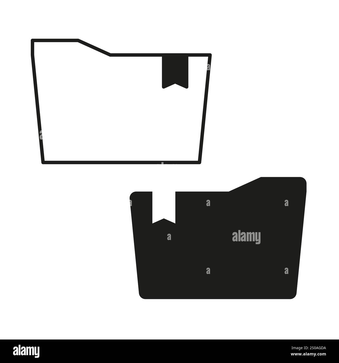 Folder symbol icon. Black and white shape. File storage vector. Minimal ...