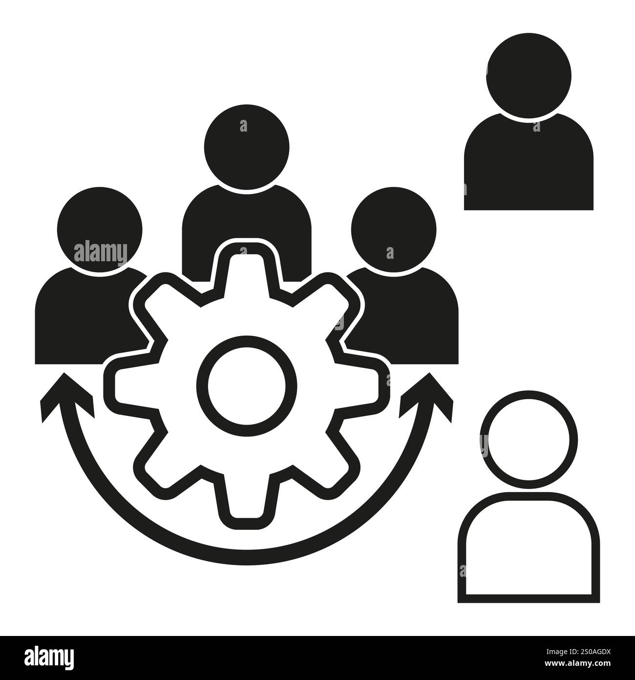 Teamwork icon concept. People around gear. Collaborative work symbol ...