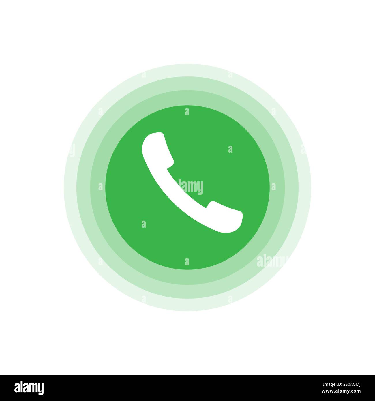 Call icon button. Green phone symbol. White silhouette vector. Modern ...