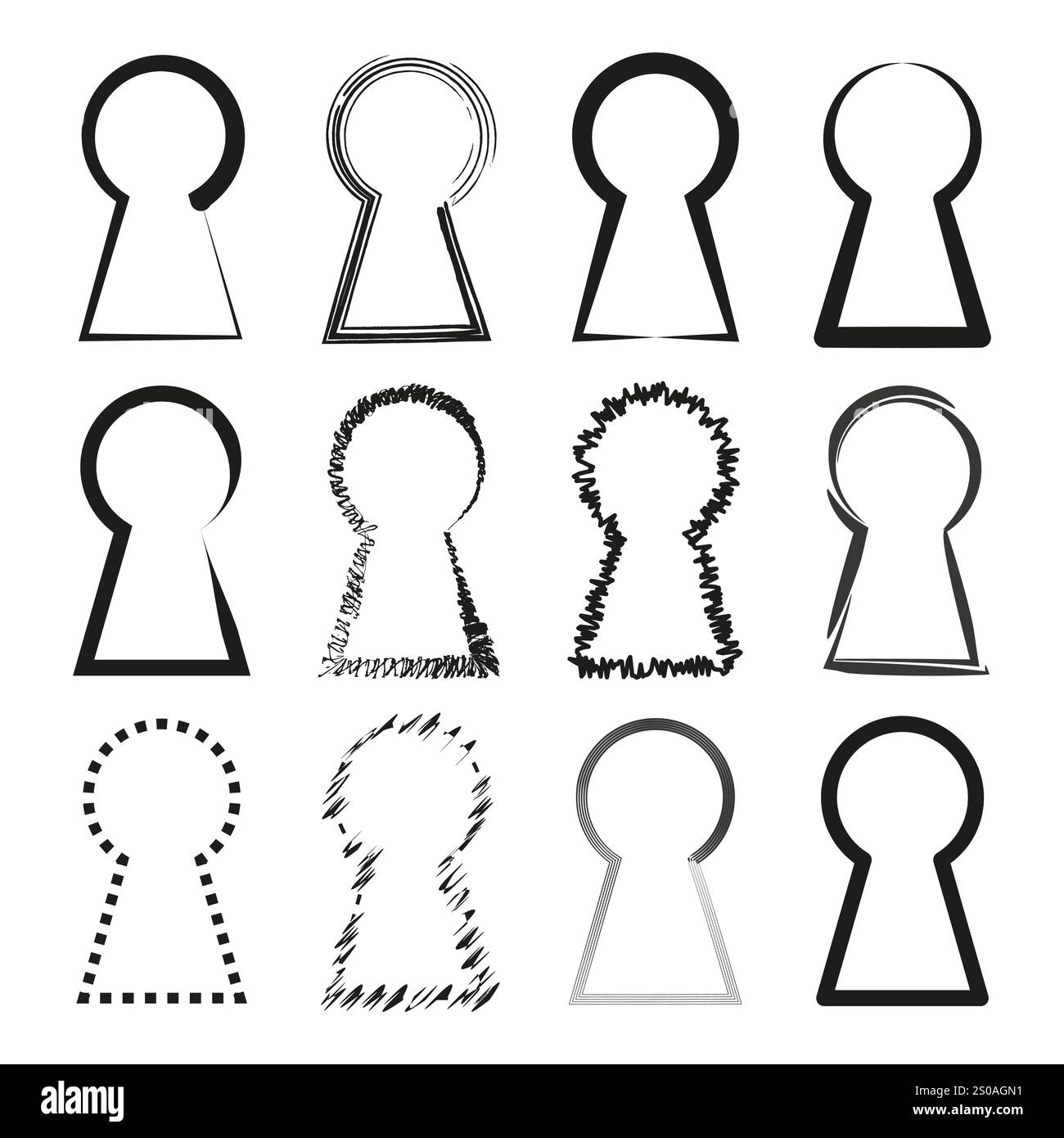 Keyhole icons set. Lock security shapes. Stylized access symbols. Vector illustration Stock ...