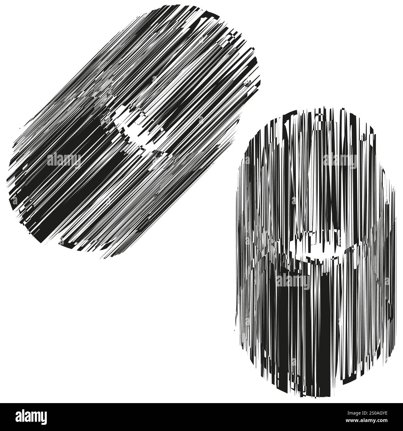 Abstract cylinder shape. Distorted line structure. Dynamic graphic ...