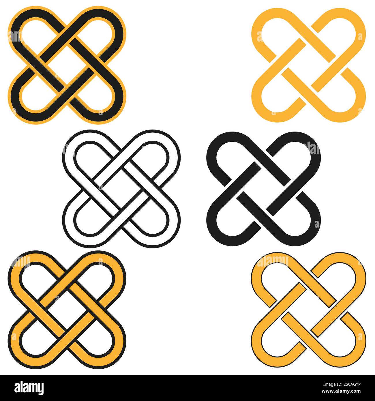Knot icon set. Geometric vector symbols. Bold decorative shapes. Black ...