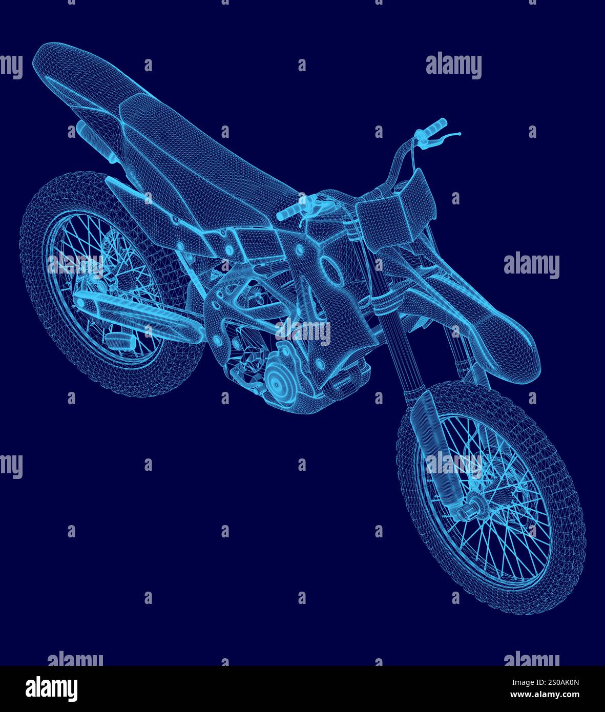 Blue motorcycle is shown in a stylized, pixelated way. Concept of ...