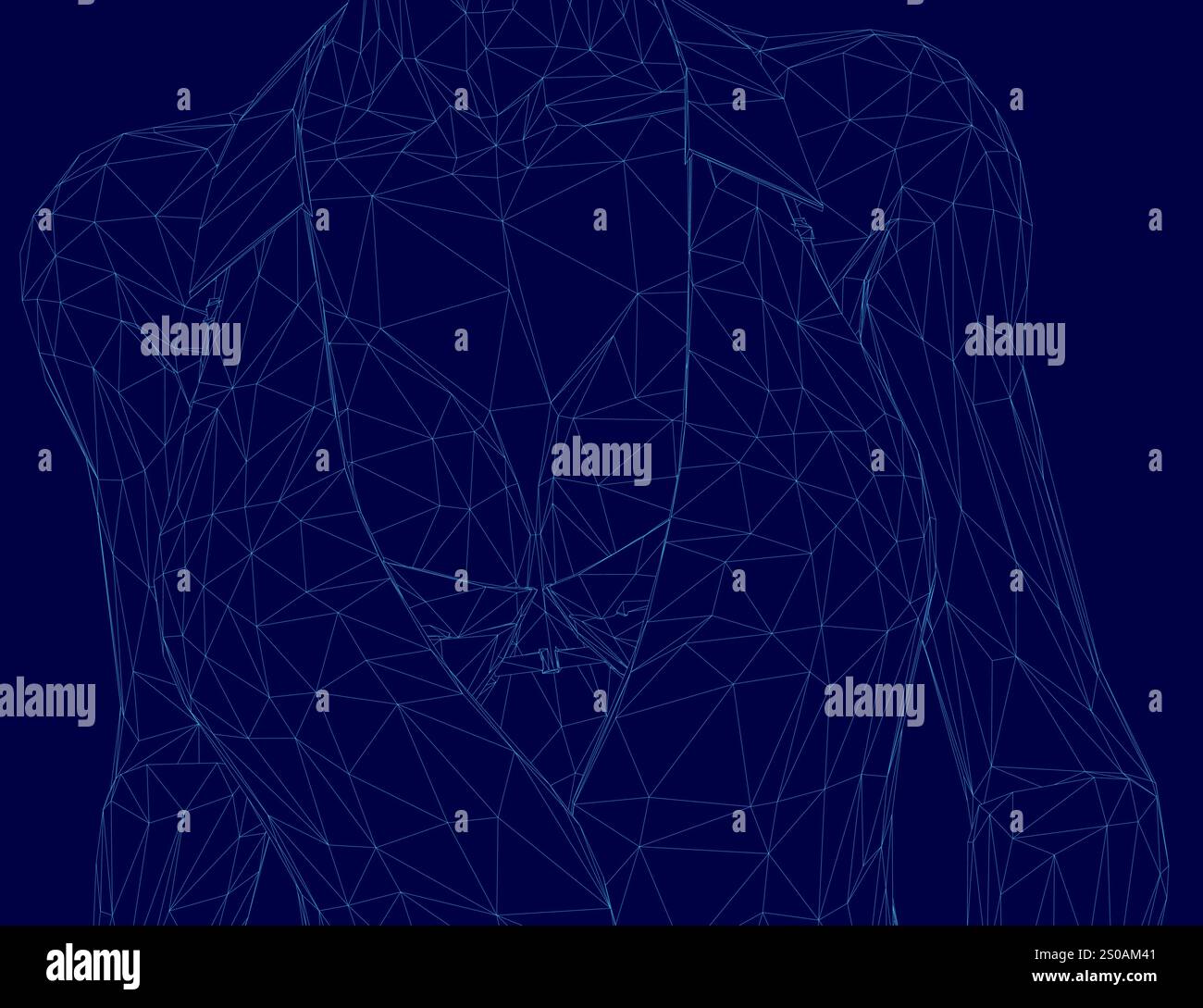 Blue image of a woman's body with a lot of lines. The image is abstract ...