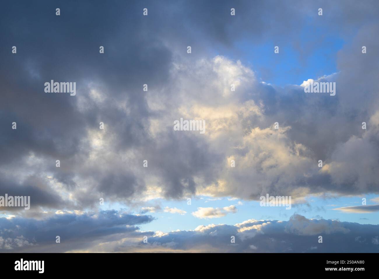 Sky with gray white clouds and blue sky horizontally during the day ...